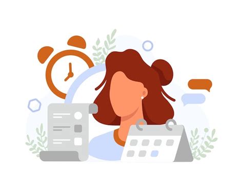Premium Vector Young Female Planning Work Day Doing Job On Time Time Management Efficiency