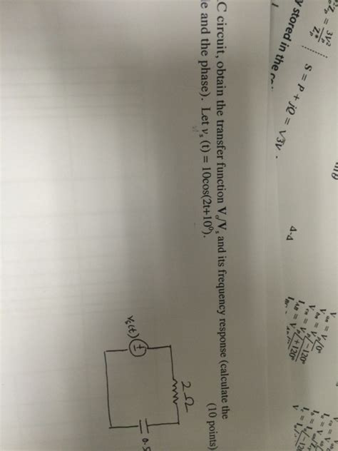 solved c circuit obtain the transfer function vo vs and its