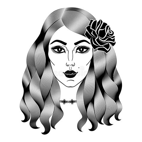 年轻美丽的妇女画象与上升了 面孔西班牙人女孩 向量例证 插画 包括有 典雅 投反对票 例证 设计 72907799