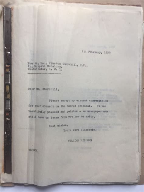 William Hillman Winston Churchill Violet Pearman Working File 1931