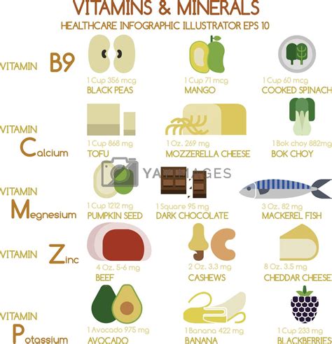 Vitamins And Minerals Foods Illustrator Set 2 By Kninwong Vectors
