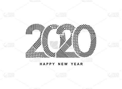 2020年标志新年快乐贺卡与题词2020为您的布局传单和贺卡或圣诞主题的邀请矢量插图孤立在白色