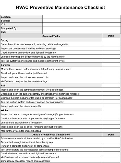 Preventive Maintenance Forms Examples
