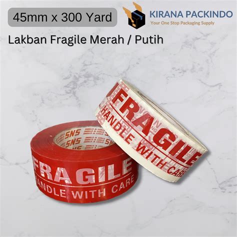 Jual Lakban Fragile Merah Putih Jumbo 300 Yard Selotip Jangan