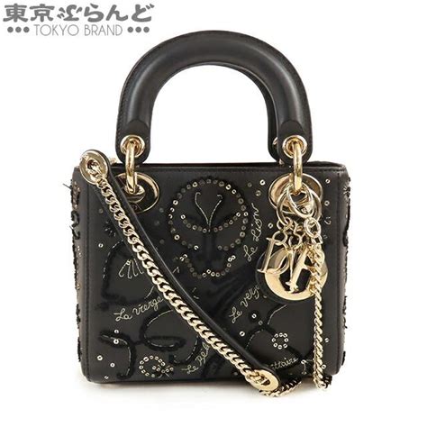 Christian Dior 返品可 クリスチャンディオール ミニ ディディオール 2way ハンドバッグ レザー 刺繍 スパンコール