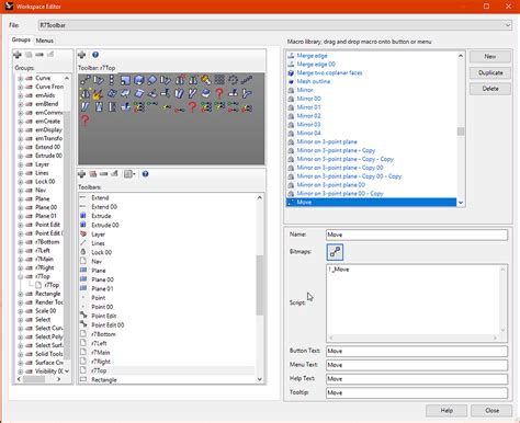 where is workspace editor toolbars macro serengeti rhino wip