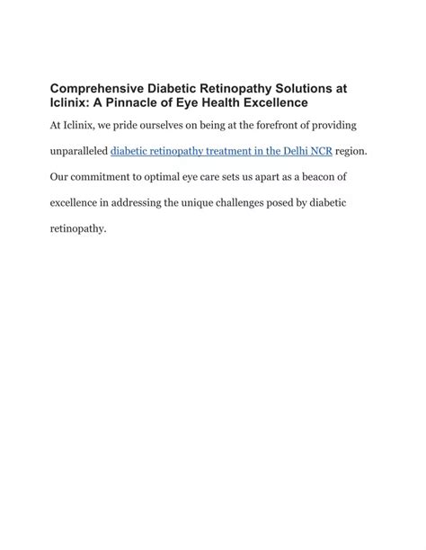 PPT Expert Diabetic Retinopathy Treatment In Delhi NCR For Optimal Eye Care Iclinix