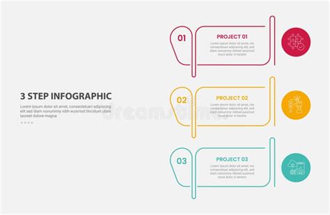 3 Points Template Infographic Outline Style With 3 Point Step Template