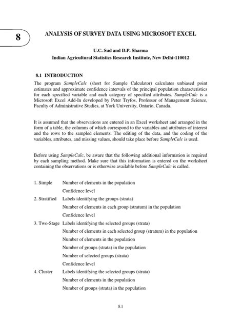 Pdf Analysis Of Survey Data Using Microsoft Excel Dokumentips