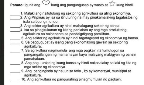 Panuto Iguhit Ang Kung Ang Pangungusap Ay StudyX