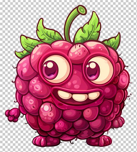 Cartoon Raspberry Funny Raspberry Cartoon Character With Cute Smile