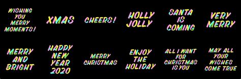 메리 크리스마스와 새해 타이포그래피 브러쉬 사인 레터링 세트 검은 배경에 축하 카드 디자인 요소입니다 인사말 카드 오버레이 포스터를위한 휴일 레터링 템플릿 2020년에 대한