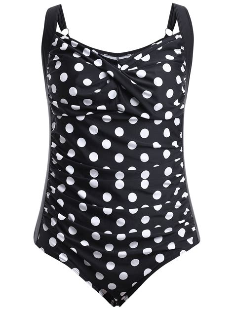 17 Off 2021 Retro Polka Dot One Piece Swimsuit In Black Dresslily
