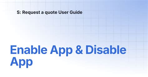 Enable App And Disable App S Request A Quote User Guide
