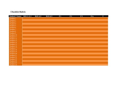 Checklist Rubric Ppt