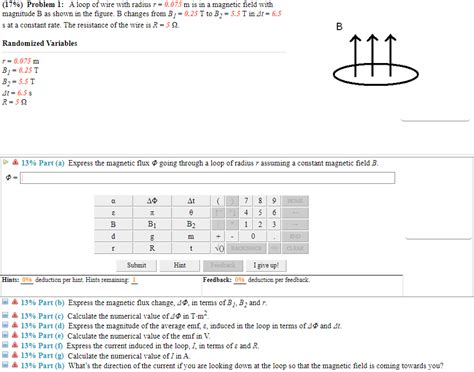 solved 17 problem 1 a loop of wire with radius r 0 075