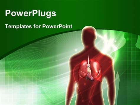 Powerpoint Template Human Anatomy With Lungs Over Green Background 16715