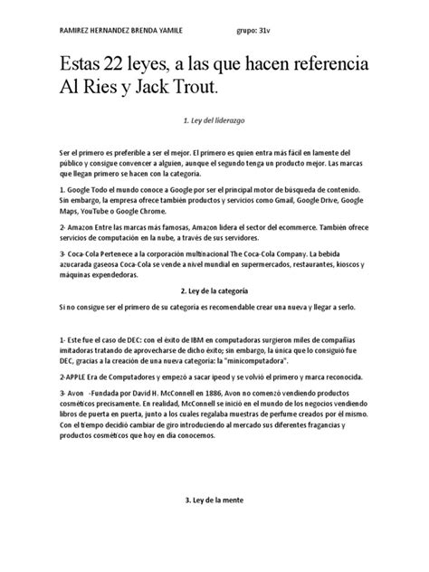 Las 22 Leyes Del Marketing Según Al Ries Y Jack Trout Pdf Marca