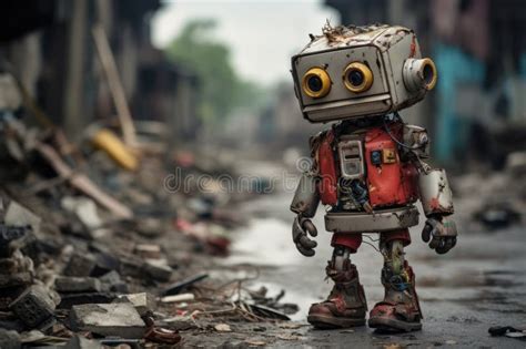 Cute Funny Robot Made Of Garbage Recycling Waste Recycling Concept