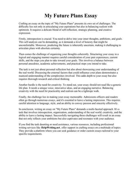 My Future Plans Essay Pdf