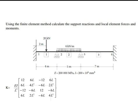 Solved Using The Finite Element Method Calculate The Support Chegg