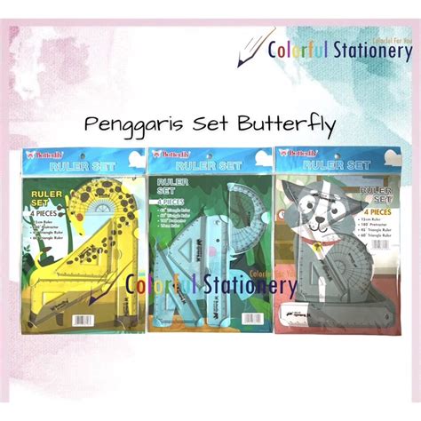 Jual Penggaris Set Lengkap Butterfly Set Shopee Indonesia