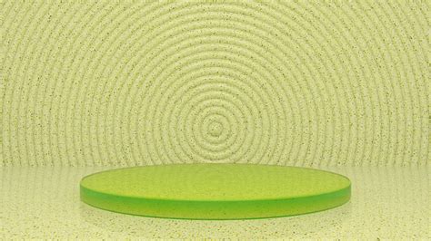 노란색 녹색 광택 연단과 추상적 인 기하학 배경 둥근 연단 받침대 화장품 프리젠 테이션을위한 플랫폼 쇼케이스 미니멀리스트 모의 장면 컨셉 템플릿 3d 렌더링 3차원 형태에