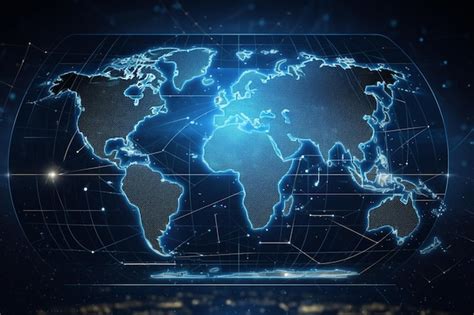 Premium Photo Blue Polka Dots World Map On Business Tech Background