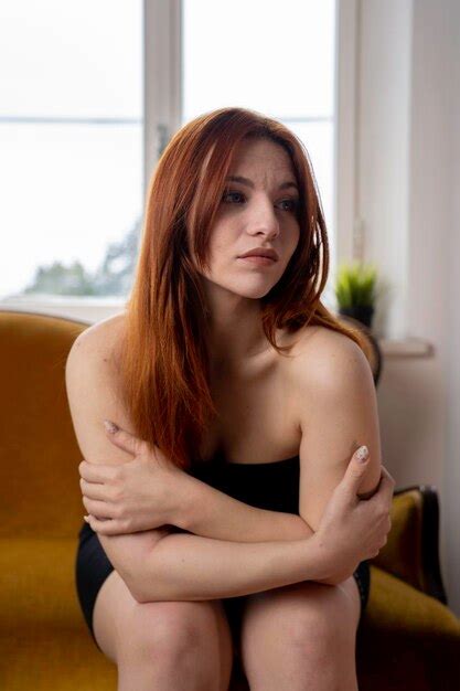 Premium Photo Sad Pensive Millennial Woman Sit Alone Thinking About