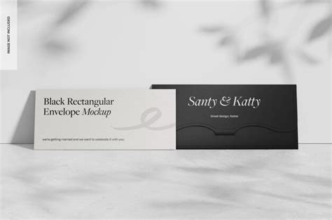Premium Psd Black Rectangular Envelope Mockup Front View