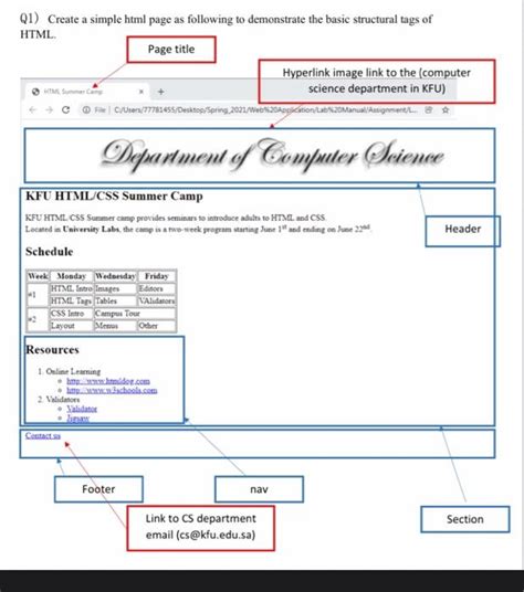 Solved Q Create A Simple Html Page As Following To Chegg