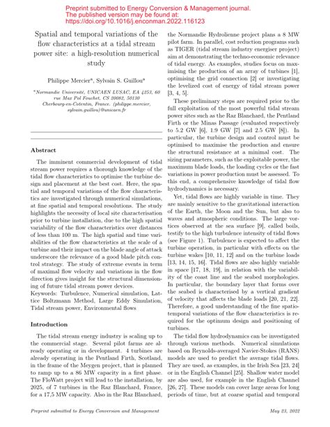 Pdf Spatial And Temporal Variations Of The Flow Characteristics At A