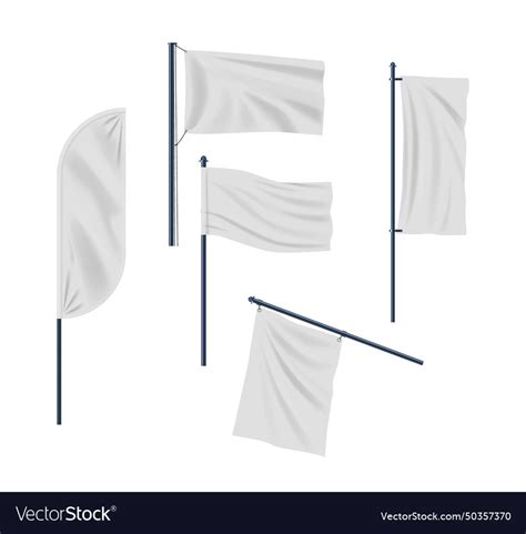 Waving Flags Pennants And Pennon On Poles 3d Vector Image
