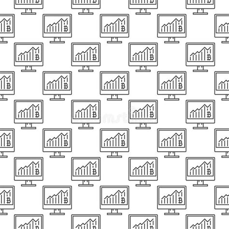 Bitcoin Graph On Pc Display Vector Cryptocurrency Seamless Pattern In