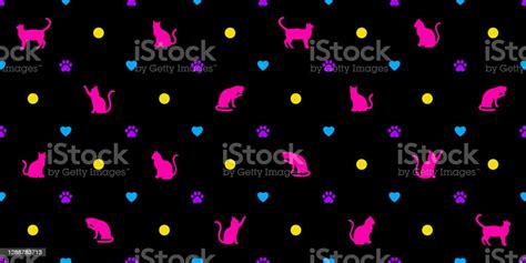 고양이 실루엣 매끄러운 패턴 표면 티셔츠 디자인 인쇄 포스터 아이콘 웹 그래픽 디자인에 대한 벡터 일러스트 배경 가축에 대한 스톡 벡터 아트 및 기타 이미지 Istock