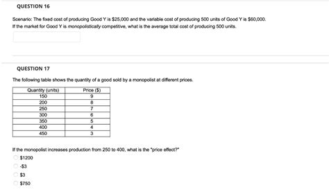 Solved QUESTION Scenario The Fixed Cost Of Producing Chegg