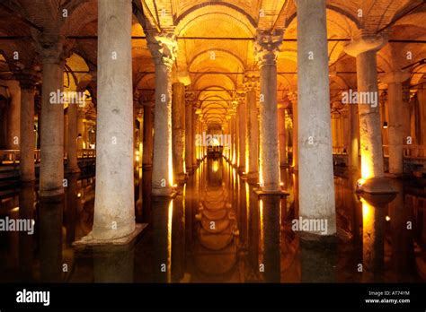 Interior Of The Ancient Roman Basilica Cistern Yerebatan Sarnici Or