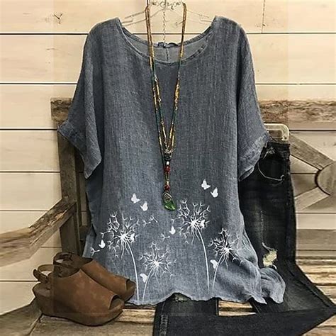 Womens Plus Size Shirt Blouse Chiffon Heart Floral Print Daily