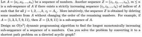 Solved Let A A A An Be A Sequence Of Numbers Another Chegg Com