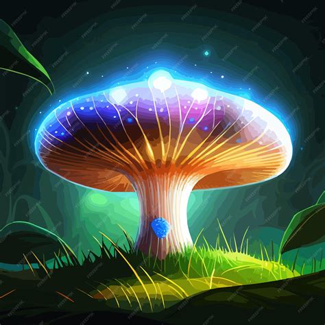 Premium Vector Glowing Spotted Fluorescent Mushroom Mystic