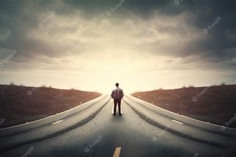 Premium Photo Person On The Winding Road To Success Amidst Blurred