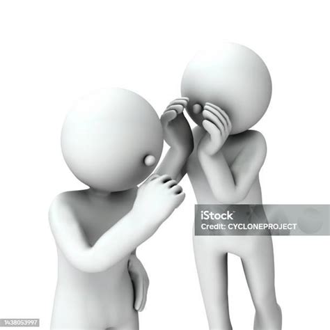 두 사람이 사적인 대화를 나눴다 비밀 노출 및 정보원 조사 및 간첩 활동 흰색 배경입니다 3d 렌더링 높은 각도 2명에 대한 스톡 사진 및 기타 이미지 Istock