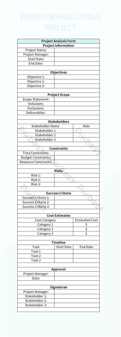 Project Analysis Form A Comprehensive Guide Excel Template Free