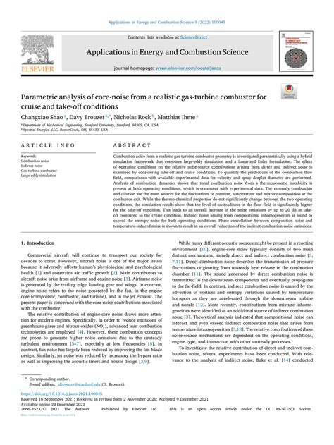 Pdf Parametric Analysis Of Core Noise From A Realistic Gas Turbine Combustor For Cruise And