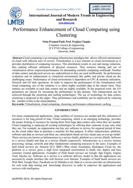 performance enhancement of cloud computing using clustering pdf