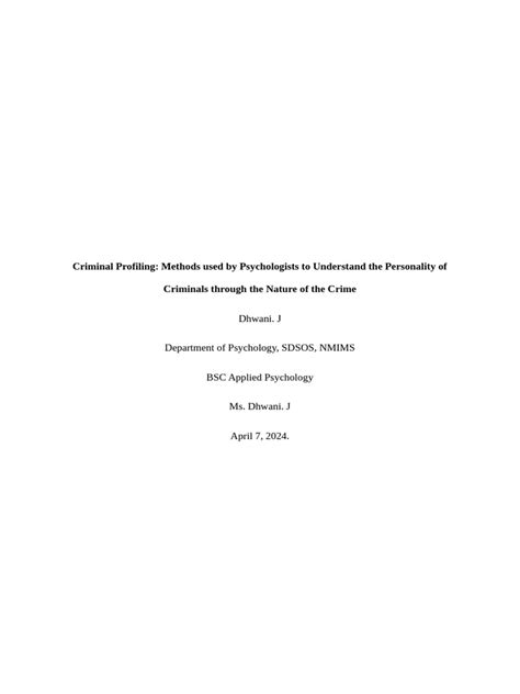Criminal Profiling Pdf Science And Mathematics