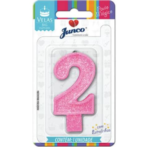 Vela De Aniversário Big Número 2 Rosa Junco Carrefour