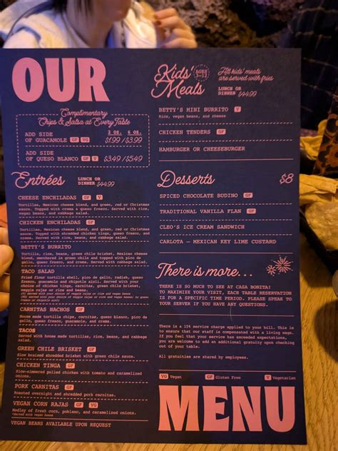 Menu At Casa Bonita Restaurant Lakewood