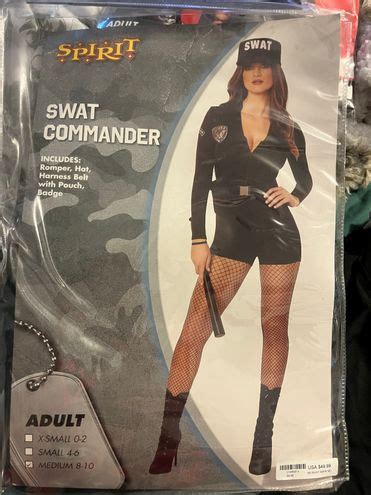 Spirit Halloween Sexy Swat Commander Costume Black Size M 15 70