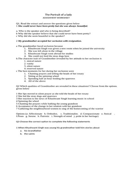 5 The Portrait Assignment Pdf